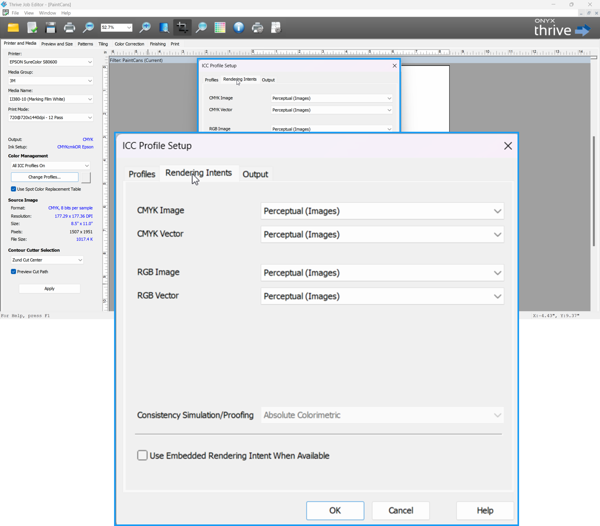 Input Profile Setup in Job Editor – Onyx SupportCenter