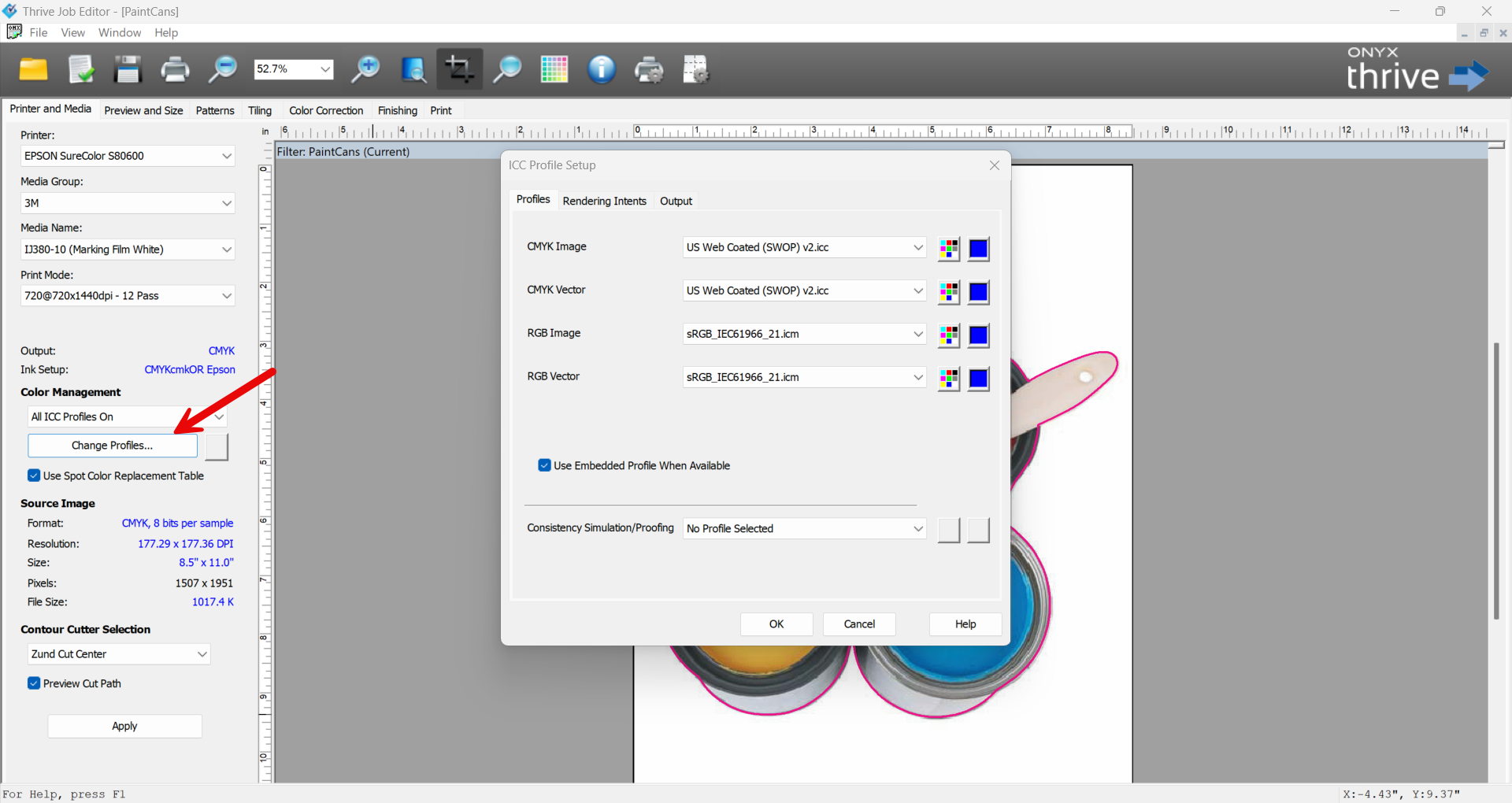 Input Profile Setup in Job Editor – Onyx SupportCenter