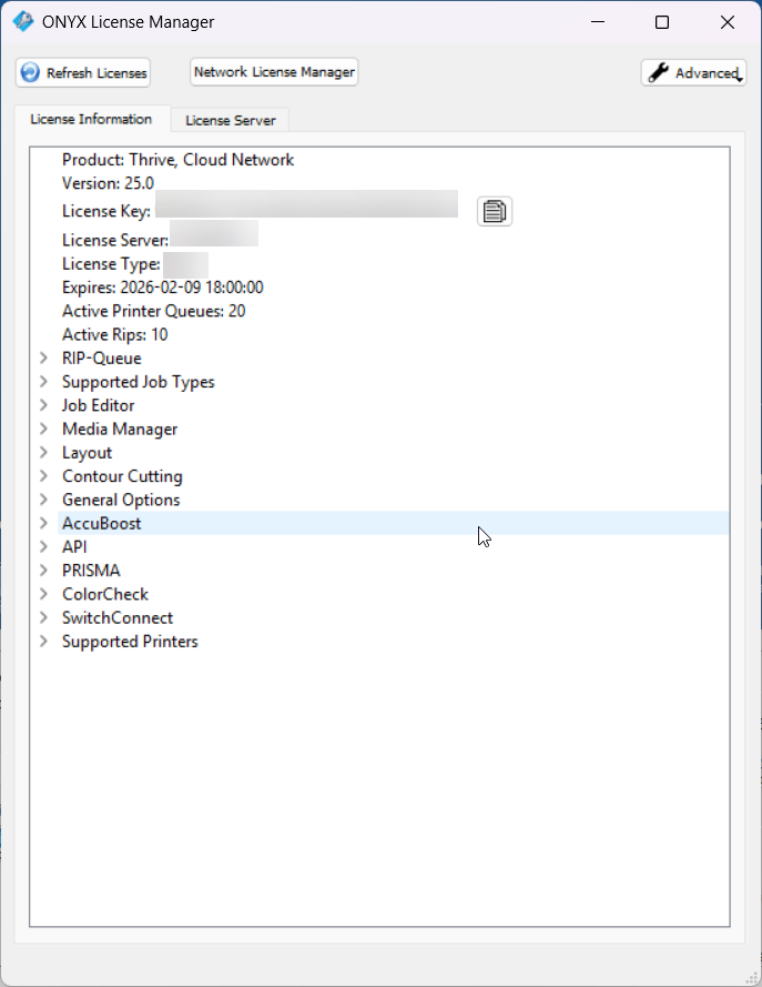 Where do I find my license key number – Onyx SupportCenter